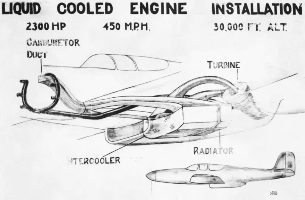 Around the heavy duty motor. Fighter XP-69. USA
