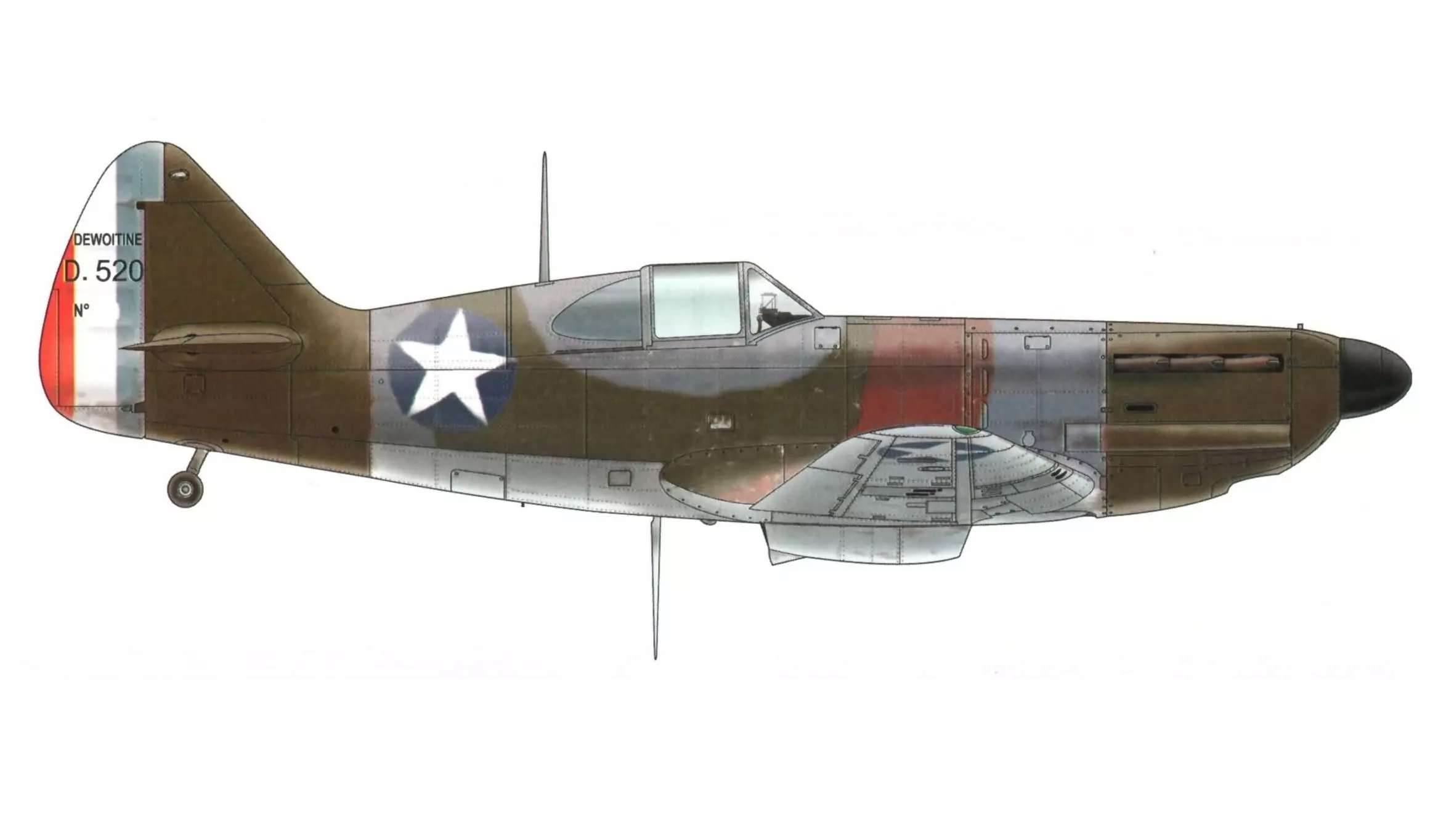 Tested in the United States. Dewoitine D.520 fighter