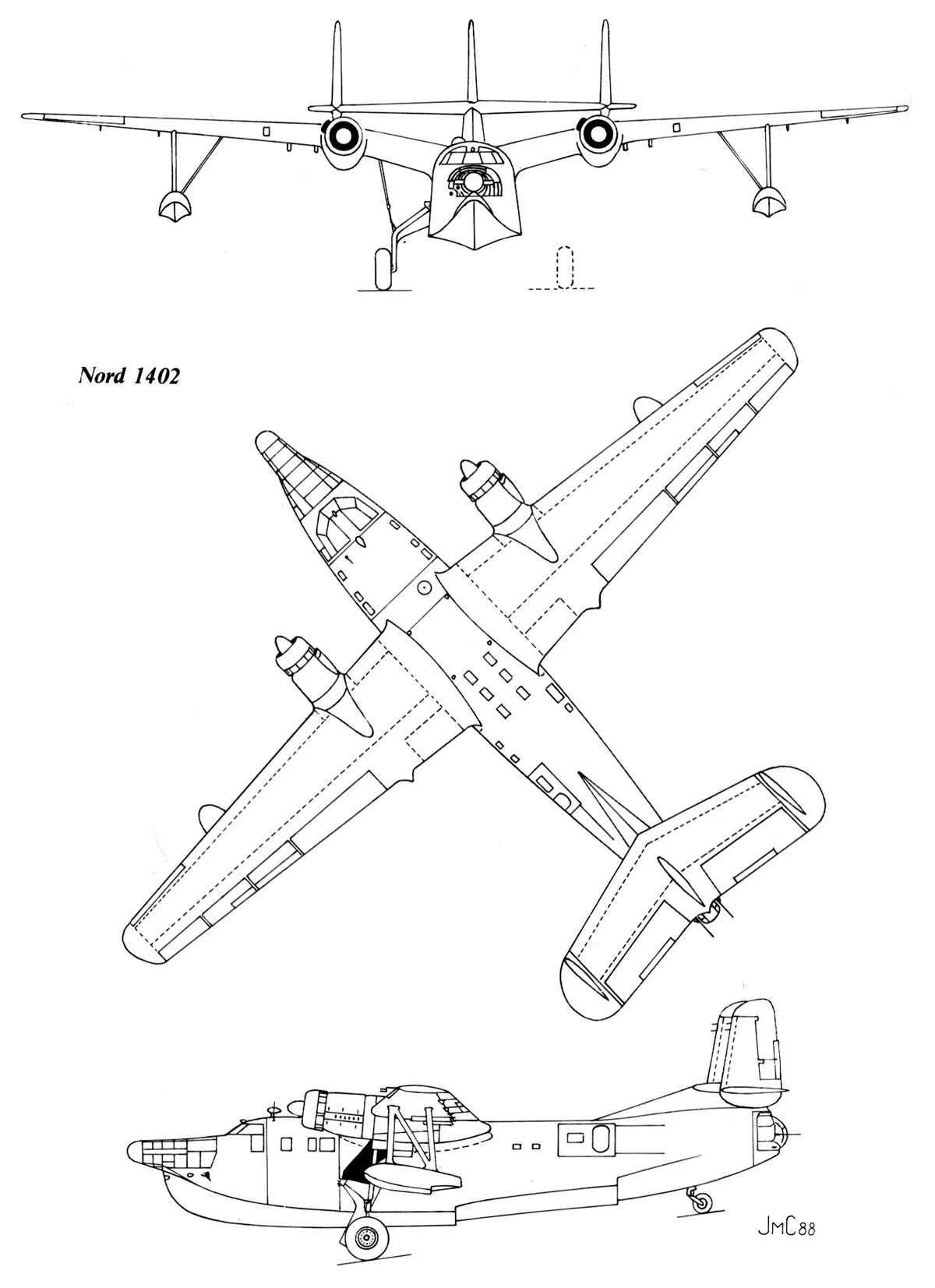 Multi-Podure Flying Boat Scheme Nord Nord Nord N.1402 Noroît