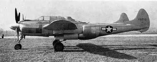 Malakas na manlalaban Lockheed XP-58 Chain Lightning. USA.