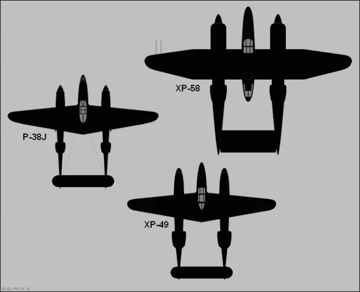 Malakas na manlalaban Lockheed XP-58 Chain Lightning. USA.