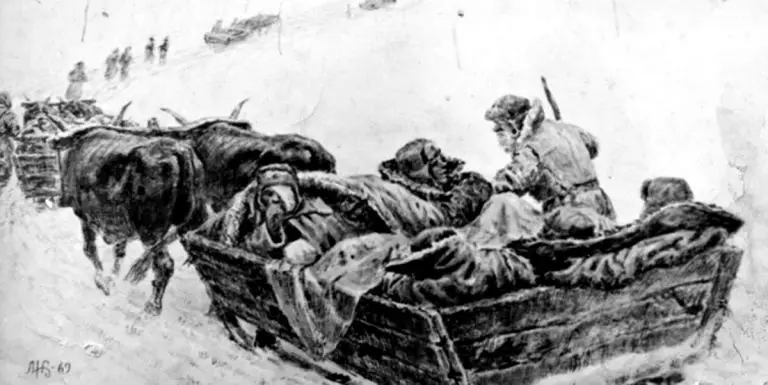 การเต้นรำแห่งความตายในบริภาษ Stalingrad Battle ในภาพวาดของ Krasnoaryeysa Zhdanov