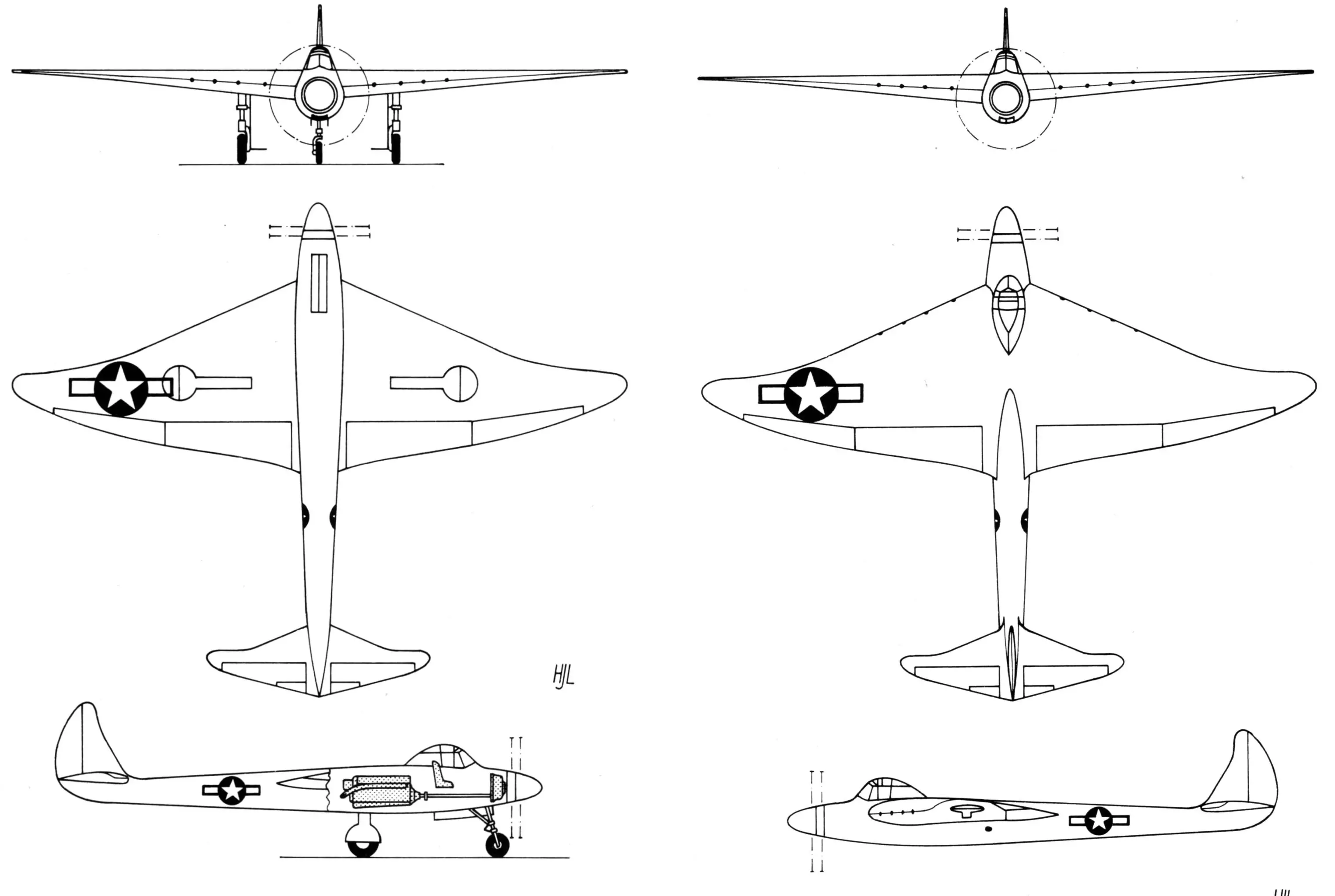 쌀. 9 MANTA 항공기 계획. 오른쪽의 이미지에서, 엔진이 대략 거기에 설치되었음을 알 수 있습니다. 항공기의 심각성 중심이 위치한 곳