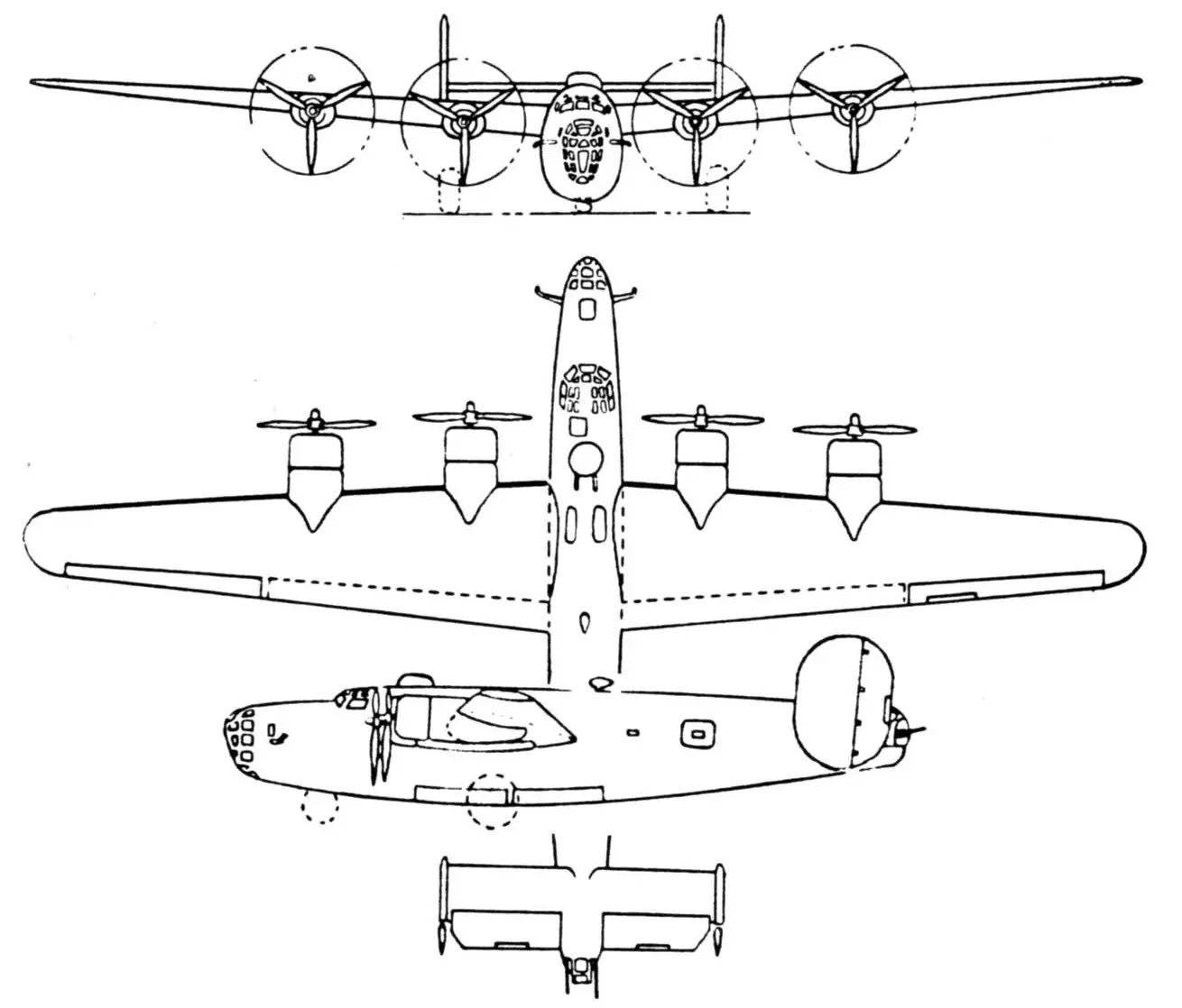 쌀. 3 대량의 통합 - 대량으로 구축 된 4 입자 무거운 폭격기 B-24 라이베이터도 데이비스의 날개를 받았습니다.