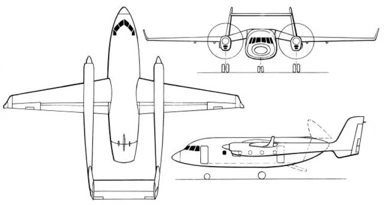 Wasio wapiganaji ni sare. MIG-110 Ndege isiyojulikana ya abiria KB Mikoyana.