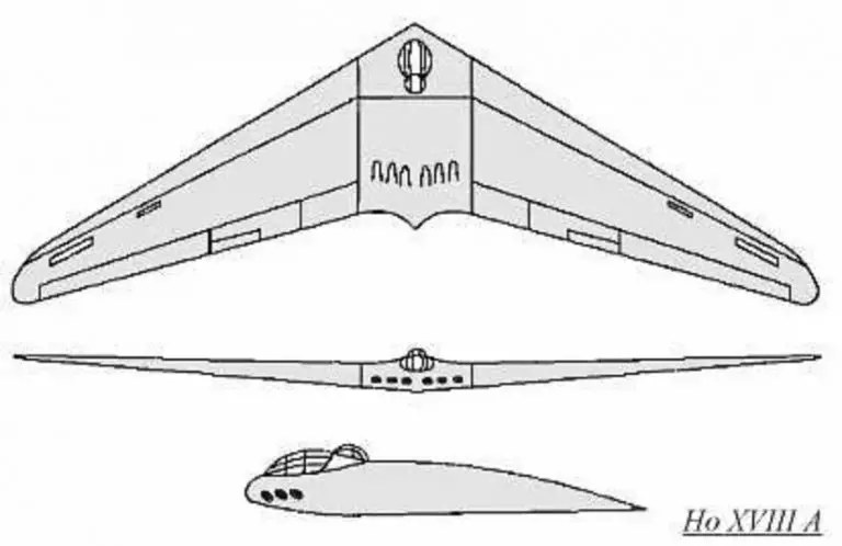 Amearika-bommewerper. Strategyske Bomber Horten Ho.18