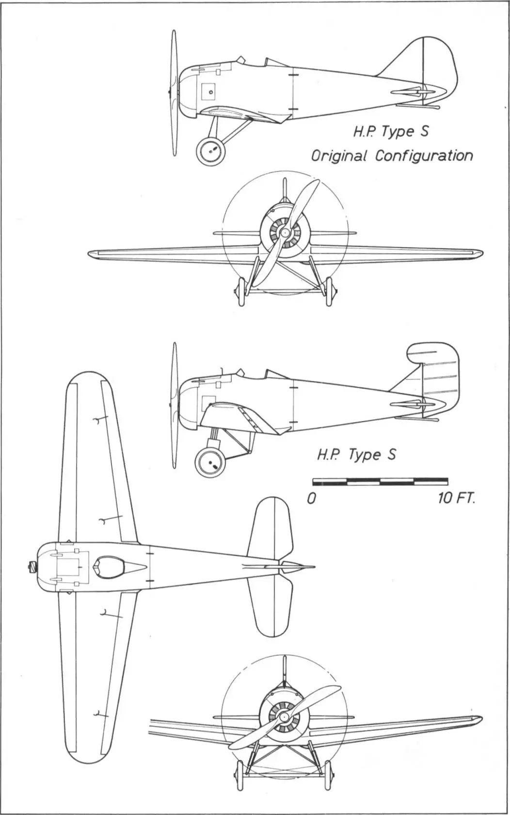 Schemes of prototypes of deck fighter Handley Page Type S (H.P.21)