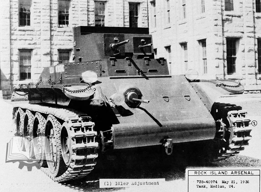 Cabriolet Medium Tank T4 på territoriet av Arsenal Rock Island, 1936