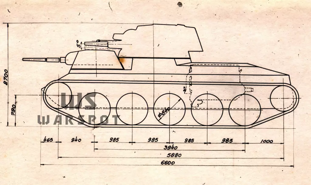 Unha das opcións para T-115 - un tanque de avance, que foi desenvolvido polo KB de Plant No. 185 como trascendente de T-28. O limiar mínimo da masa de combate ao mesmo tempo foi de 35 toneladas, e na versión máxima superou 40 toneladas