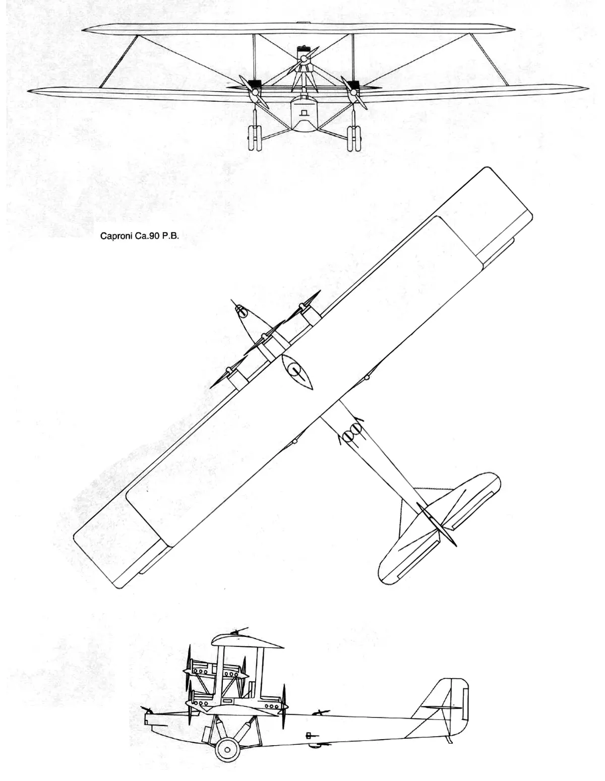 Schéma těžkého bombardéru ca.90