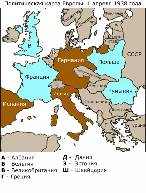 Euroopa poliitiline kaart 1938. ja 1939. aastal