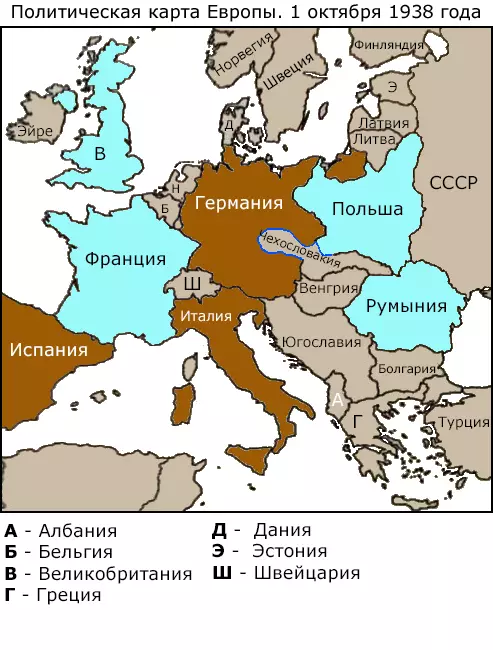 1938-ban és 1939-ben Európa politikai térképe