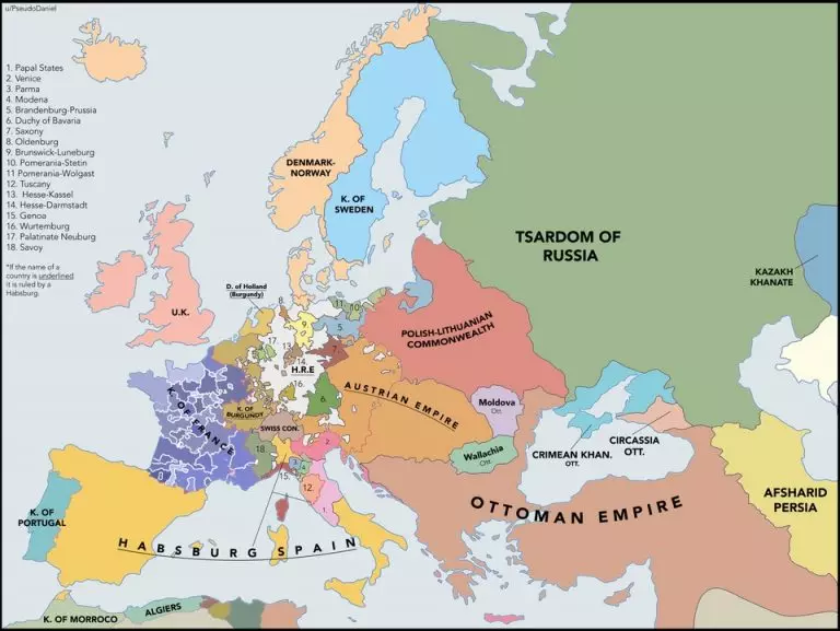 Malartach Eoraip 1750 nó cad a tharla má bhuaigh an Spáinn an cogadh tríocha bliain?