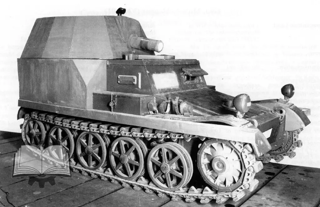 Tatsächlich war das Schneiden Sperrholz, in Form eines vollwertigen Autos 10,5 cm LG auf Gepanzerter Munitionsschelepper vk 3.01 und baute nicht