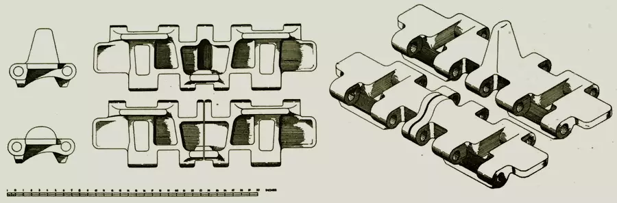 Tracks KV-1 ak krèt ak san li. Lèt la te ranmase nan men de mwatye