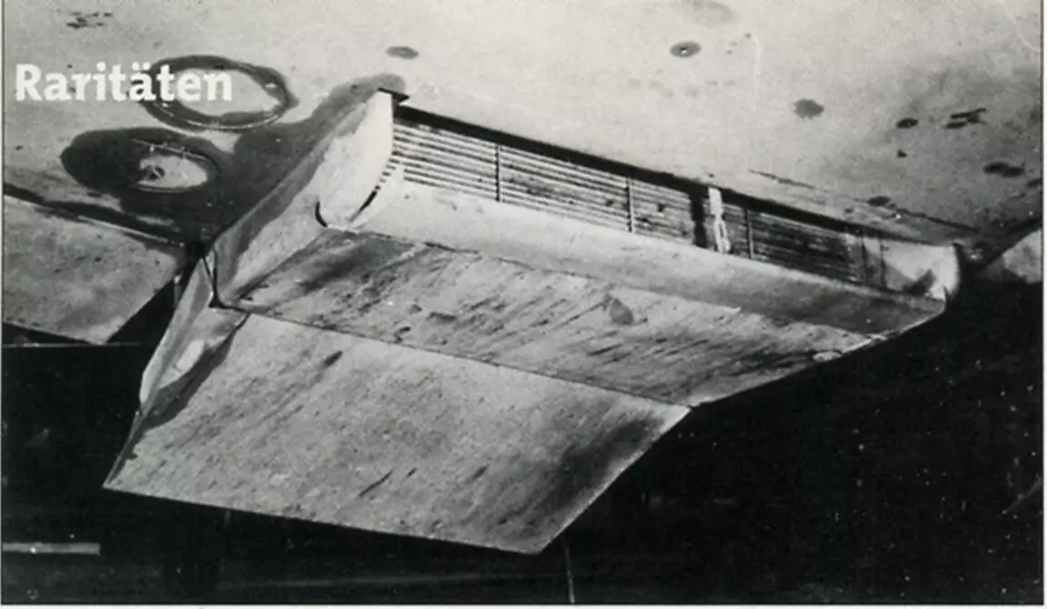 The inlet of the tunnel radiator under the root part of the console of the fighter BF 109