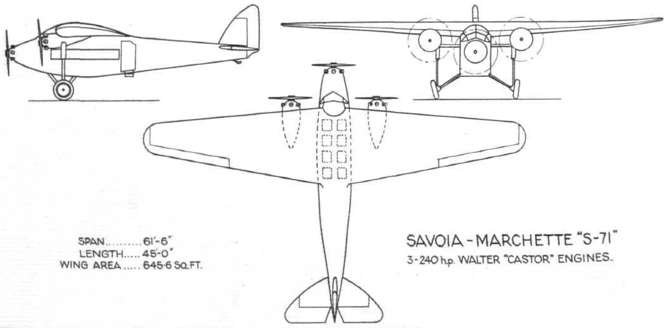 Savoia-Marchetti S-71. Schema av allmän syn