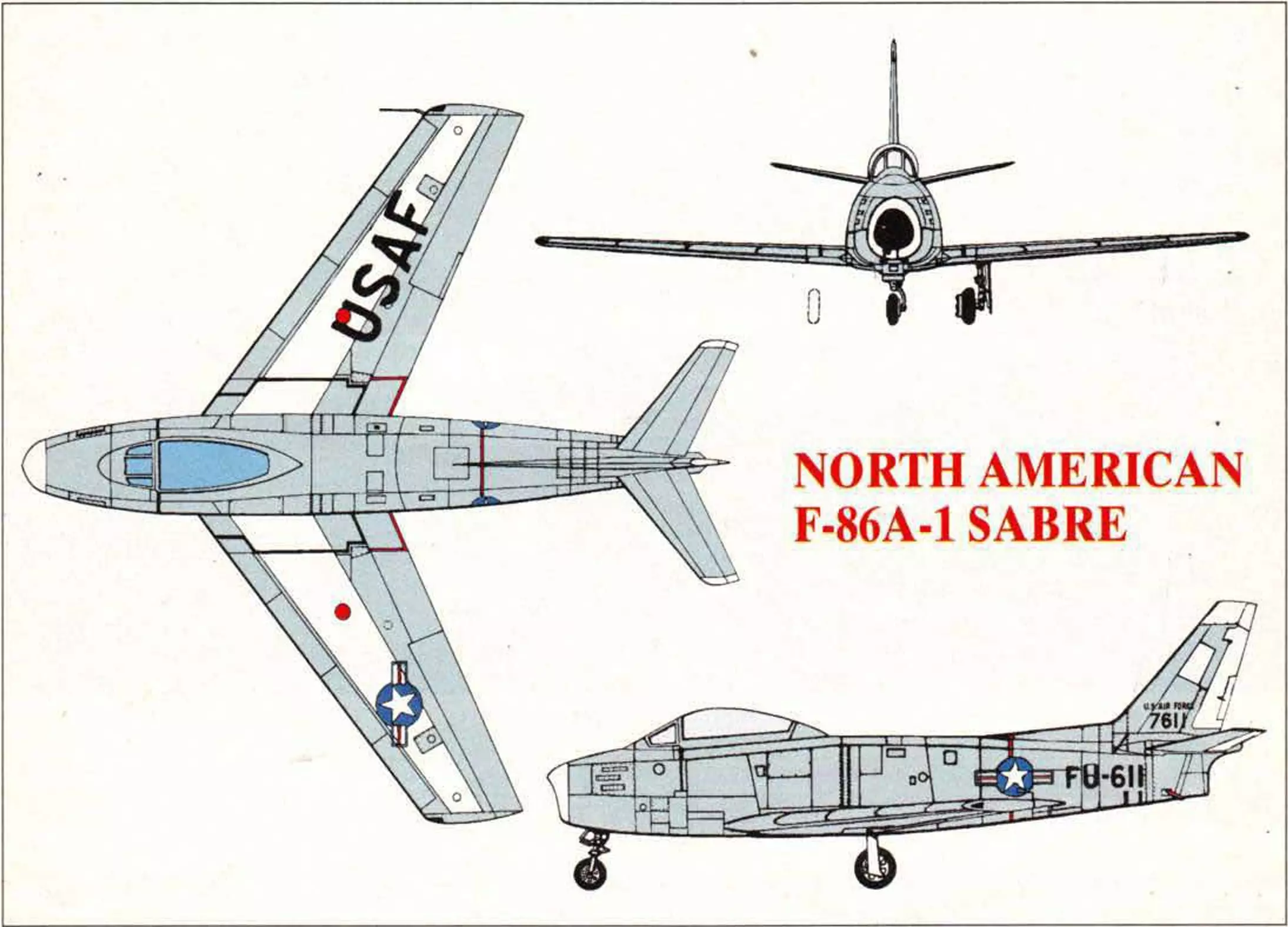 North American F-86A-1 fighter diagram; drawing engineer Z. Oboy