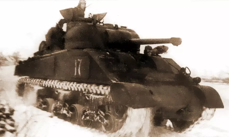 M4A2 tanks on march in winter. Patency of tanks in the snow and on iced roads left much to be desired