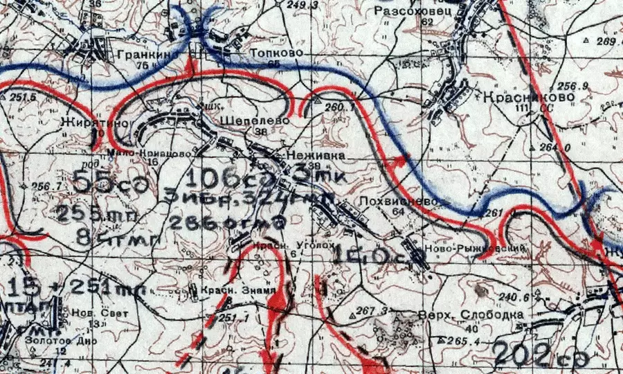 SHIRVISNEVO linnaosa Kaart - kõrgus 260.1 kuni 31. juulini 1943