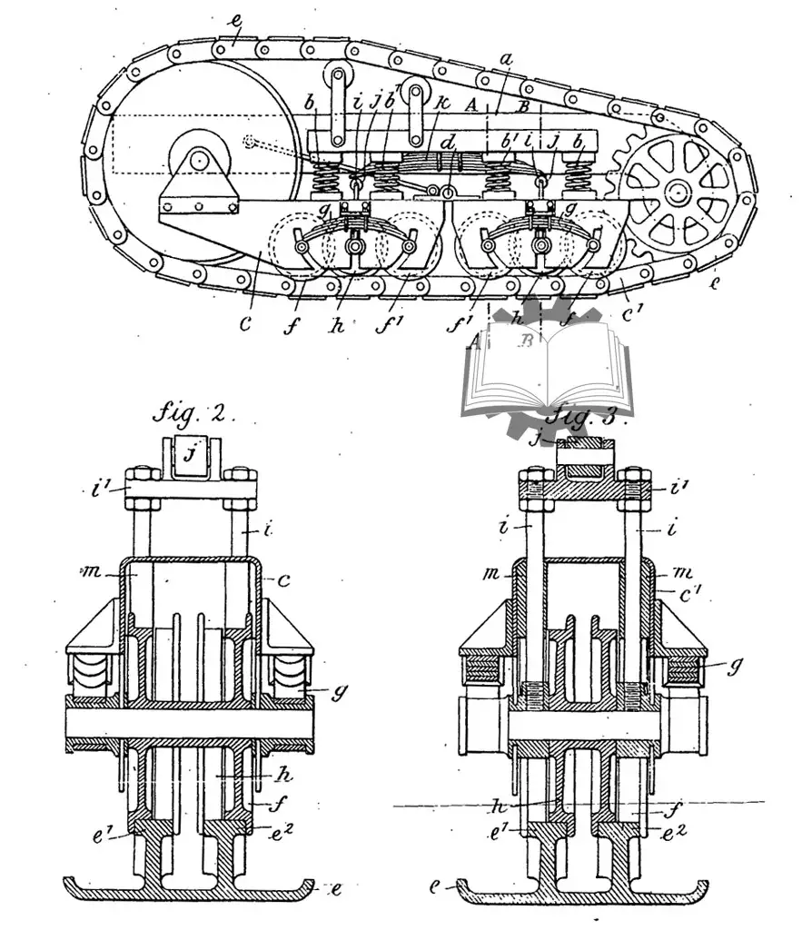 من براءة اختراع لتعليق الخزان، الذي طور في صيف عام 1917