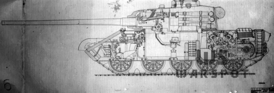 Радио је пројекат Т-44-а са топовима од 100 мм. Често је назначено као Т-44б, али је нетачно. Занимљиво је да је видљив старом конфигурацијом корпуса тела, горњи предњи лист без прореза посматрања. Истовремено је видљив дизајнерска кула са бацањем чела и ваљаних зидова.