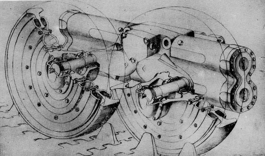 Adlerwerke truck tekening mei twa single stipe rollen