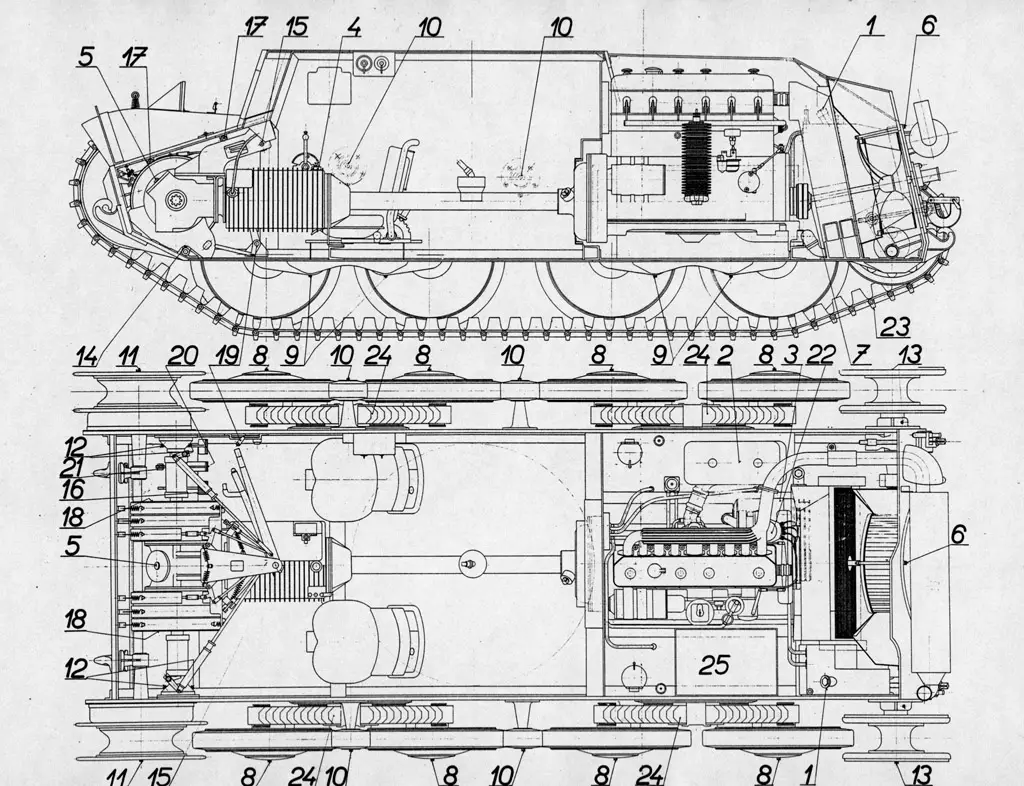 ፕራጋ ቲኤፍ-S / LT VZ.38 chassis መርሃግብር