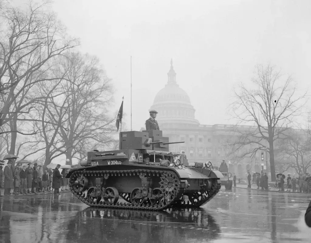 Tank Tank Ronahî M2A3 Li Parade li Washington, 1939