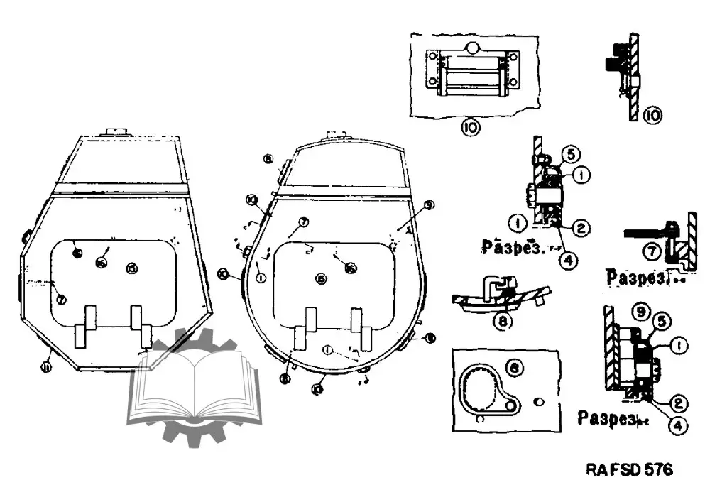 Die torings is onderskei deur afmetings en vorms. Selfs die strewe deursnee aan die linkerkant toring (897 mm) was groter as die reg (749 mm)