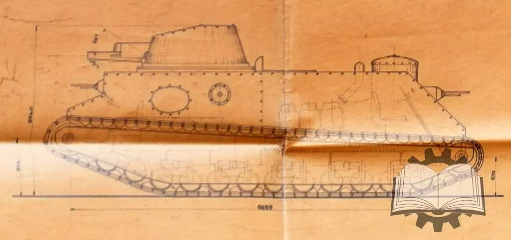 تقریبا به طوری که در اصل Vickers mk.A بود، در مخزن فلزی ساخته نشد