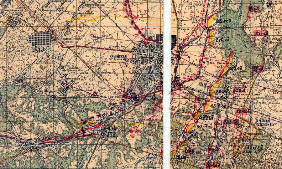 План наступу ў раёне станіцы Крымская на пачатак ліпеня 1943 года