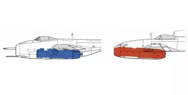 இது MIG-9 என்ஜின்கள் (இடது) மற்றும் YAK-15 (வலது) அமைப்பில் வித்தியாசத்தை தெளிவாகக் காணப்படுகிறது