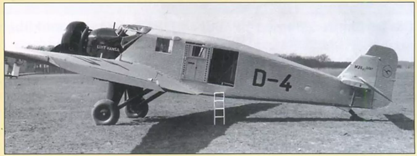 Airplane W 34 GI with a large door for loading goods and with portholes