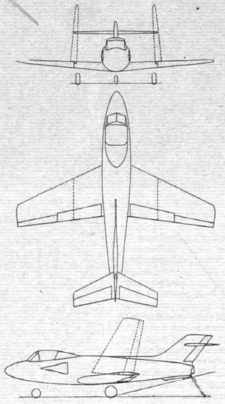 مخطط الطائرات التعليمية المصممة بولتون بول P.119. مائل تظهر النسخة