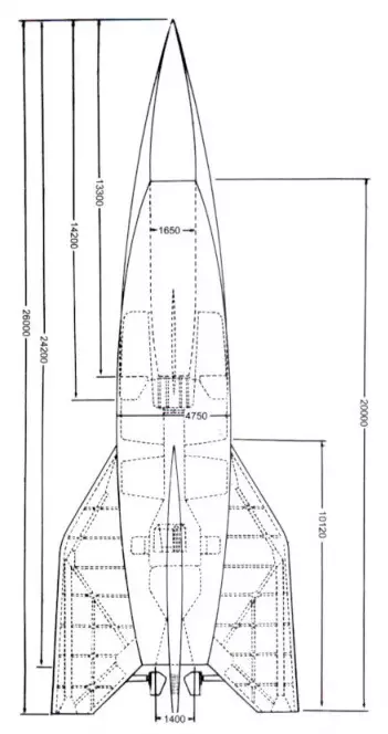 Järjestelmä kaksivaiheinen raketti A-4V13E / A-10 Vuonna 1944 versio. MEILLE. Kansalliset arkistot ja kirjaa hallinto