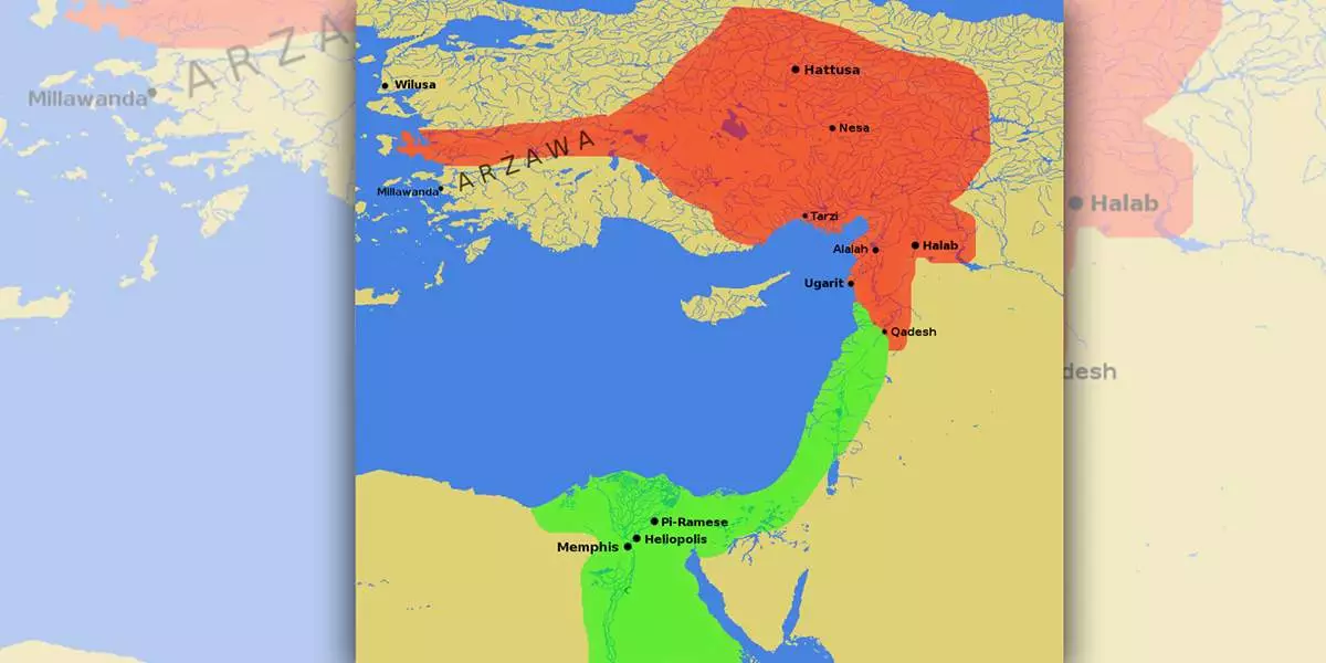 Границе Хиттте и Египћана царства до 1279. године пре нове ере.