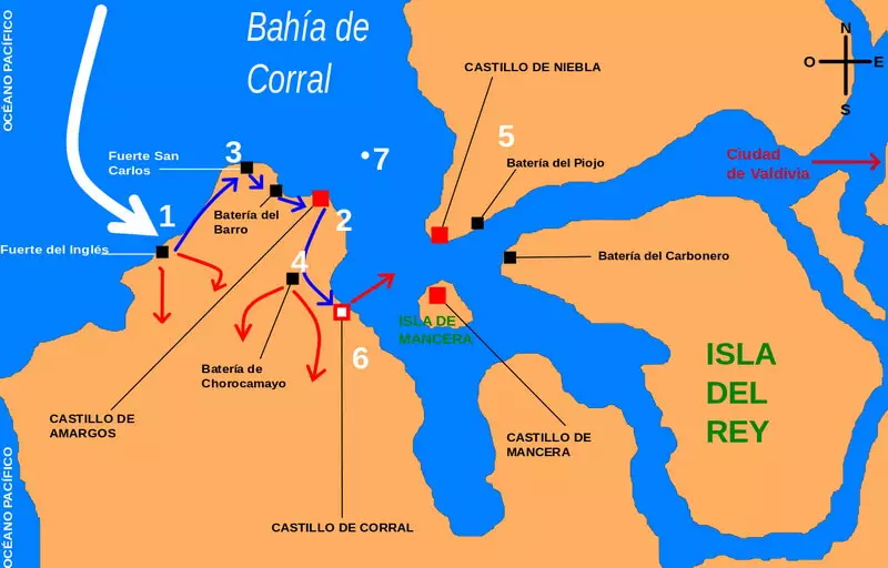 Plan atak Valdivia. Wikimedia.org.