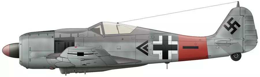 FW 190A-8, on a principis de la primavera de 1945, va volar des de l'illa de Neridy New Commander II./jg 1 Hauinrich Paul-Heinrich (Paul-Heinrich Dähne, 98 victòries per a la guerra), i si jutgeu el L'últim "Reich Defense Ribbon" Needane, això podria ser una màquina de comandant temporal del Grup de Tinent Vegan Fritz (Fritz Wegner, 6 victòries)