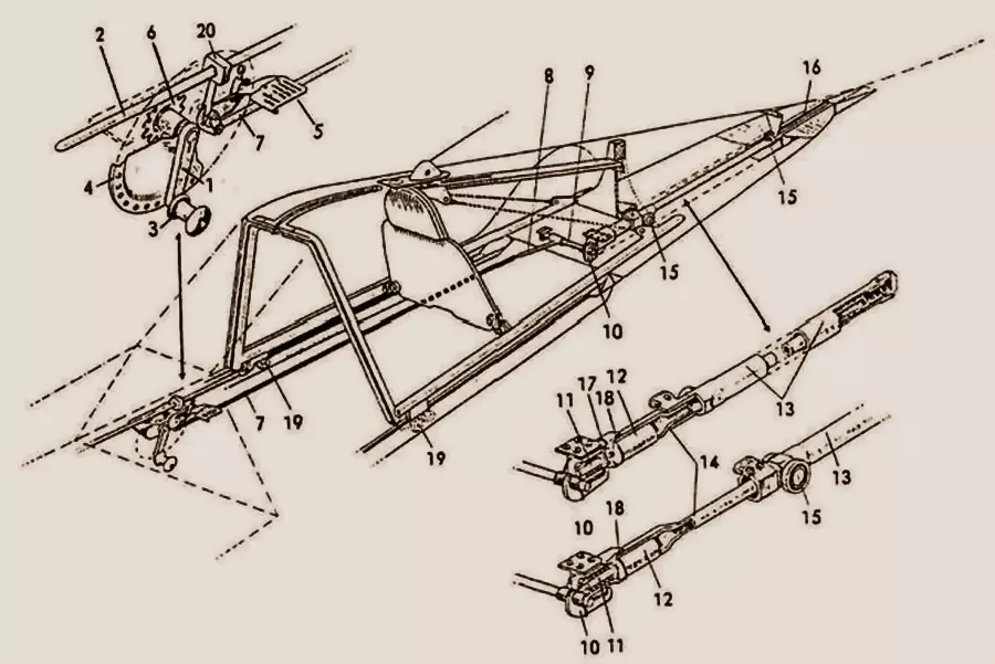 Llanterna de la cabina FW 190, un esquema del manual operatiu d'avions