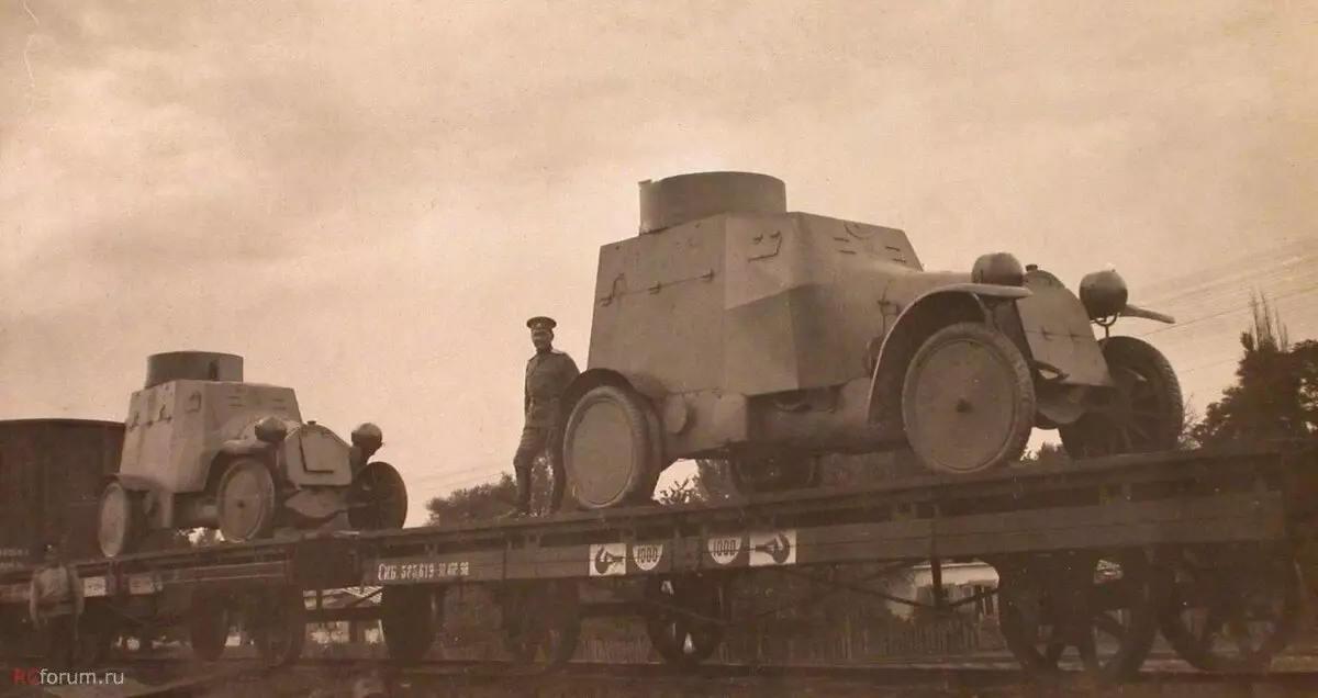 Magalimoto onyamula zida zankhondo aku Russia a nkhondo yoyamba yapadziko lonse. Gawo 11 la cheza cha Mercedes zida zankhondo cha 25 pagawo la likulu la Epic. 1915.