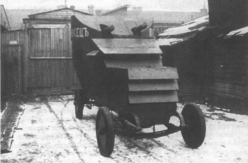 Russiese pantservoertuie van die Eerste Wêreldoorlog. Deel 10 "Russies-Balt" Nekrasov-Bratolyubova. 1916. Groot motor op die onderstel van 'n verwoeste