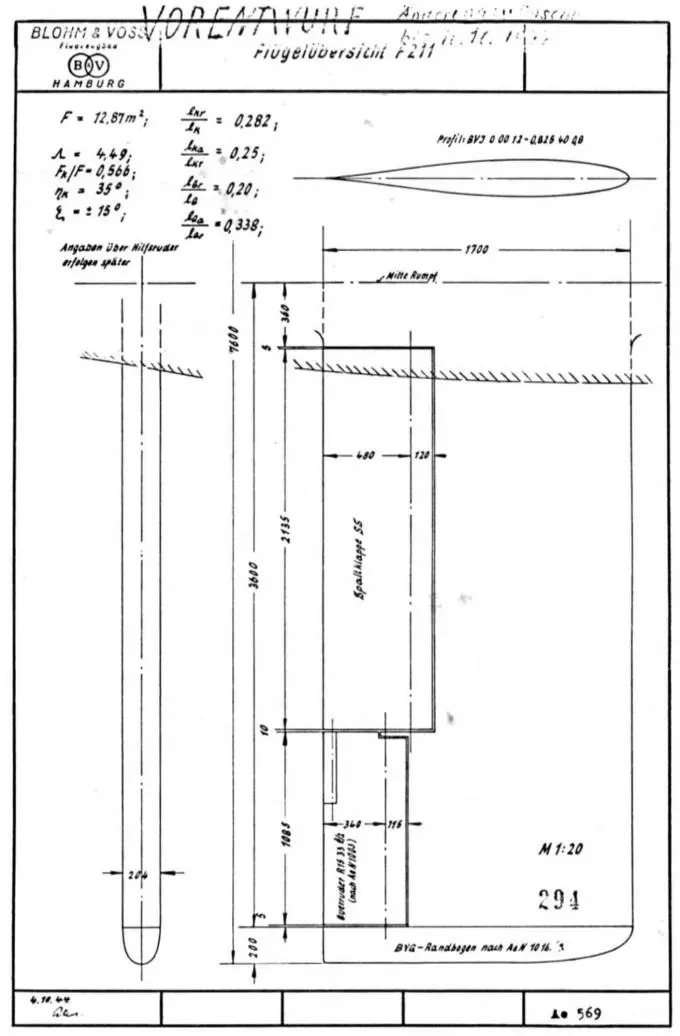 פרויקט של לוחם הסרט blohm und voss p 211. גרמניה