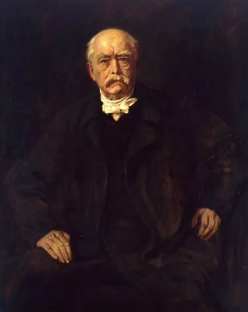 Porträtt av den tyska kansleren Otto Bismarck bakgrund. Konstnär - Franz von Lenbach 1894 dhm.de