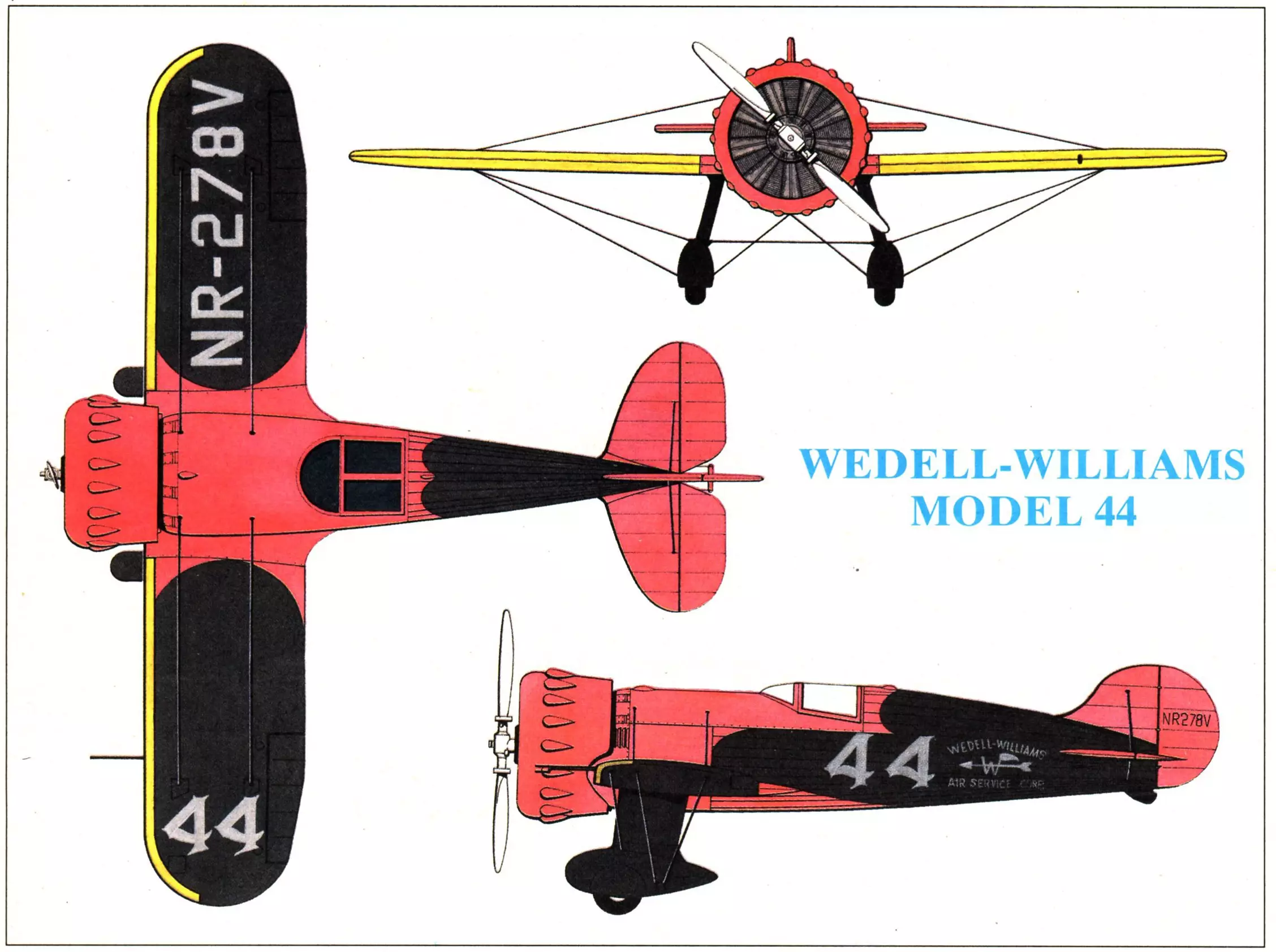 هن ۽ هن جي ڊوڙ جي اسڪيم رڪارڊ جهاز Wedell-Williams ماڊل 44؛ ڊرائنگ انجنيئر Z. اوبي