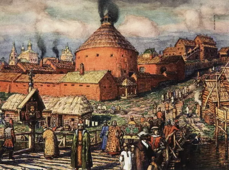 Runker gårdhave i Moskva, XVI århundrede. Kunstner A. Vasnetsov.