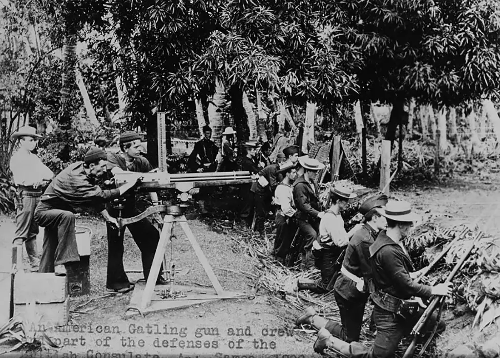 De Anglo-American Detachment Guards De Britten Konsulaat op Samoa, 1899. maases.museum.