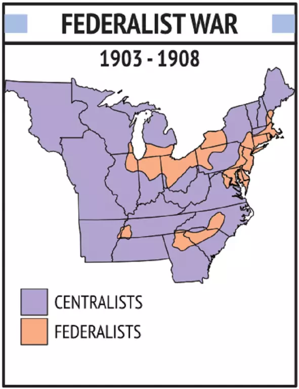 Map of the Second Civil War in the USA