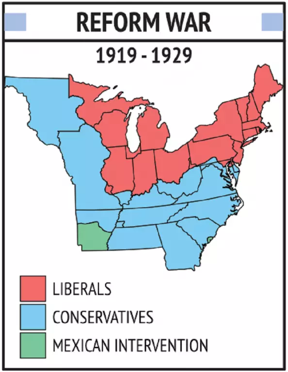 Map of the Third Civil War in the USA