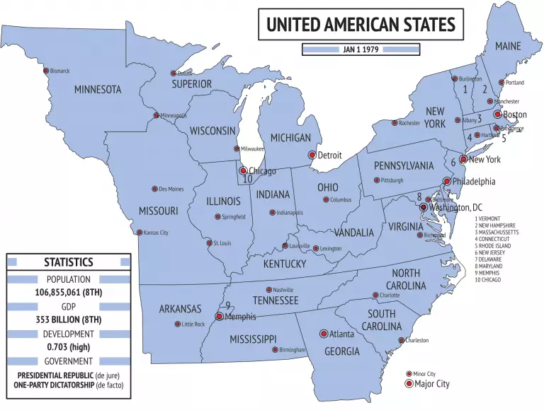 Map o America ar gyfer 1979